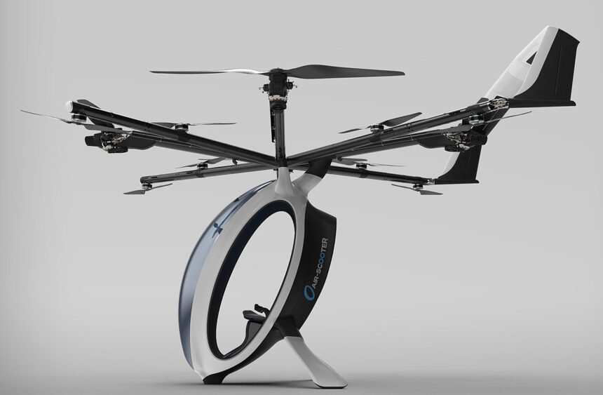 仏Zapata、スマートな個人用VTOL「AirScooter」を公開 – DRONE