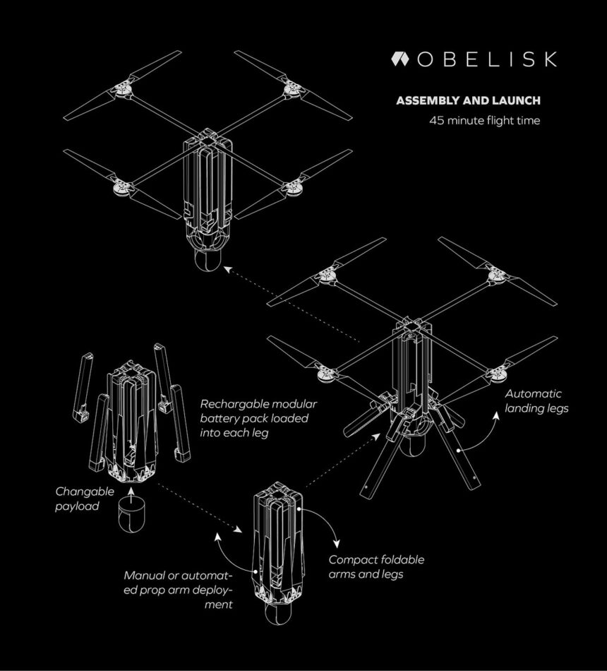 Darkhiveの戦術ドローン「OBELISK MK1」、コンパクトに収納できる自律型偵察プラットフォーム – DRONE.jp