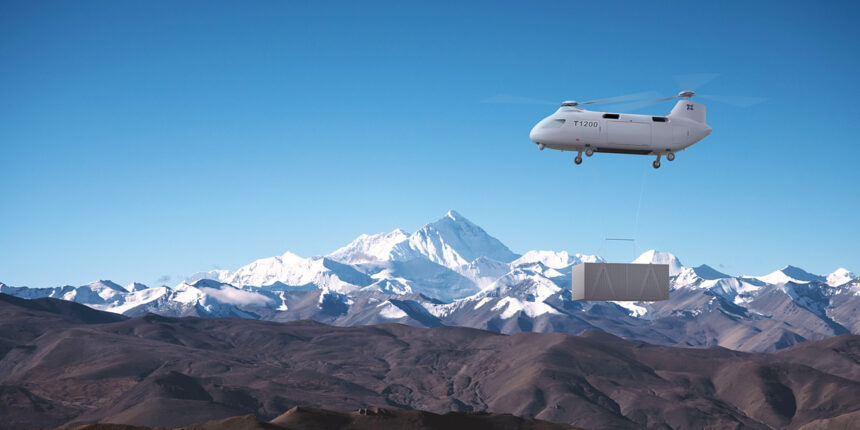 United Aircraftのタンデムローター式ヘリ型ドローン「T1200」は最大650kgを空輸可能。高速飛行と安全性を実現 – DRONE.jp