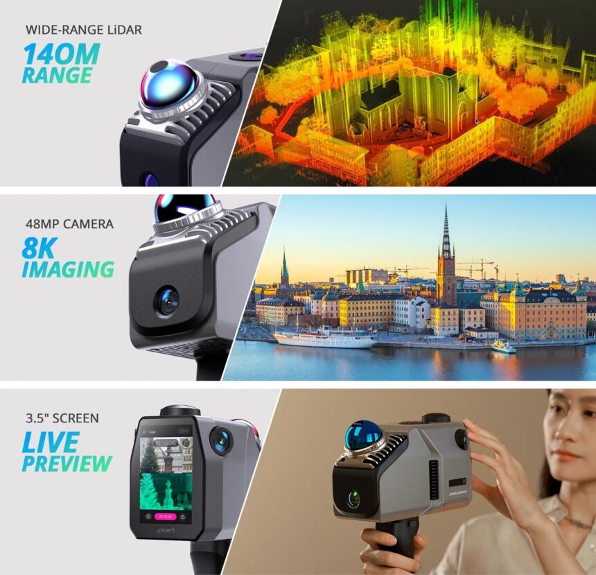 高性能LiDARシステム「Eagle」、8Kカメラ搭載や最大半径70mの高精度・広範囲スキャンできる – DRONE